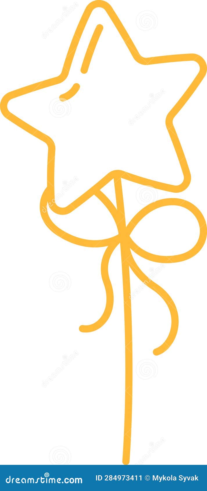 Decorative Star on Stick Linear Stock Vector - Illustration of line ...