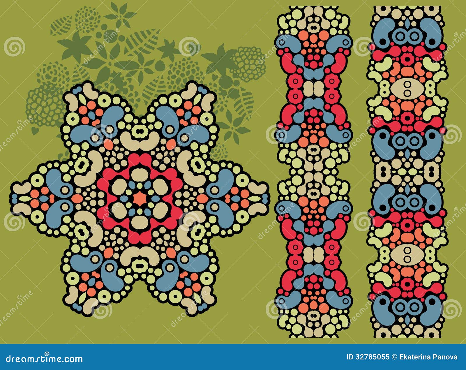 Decorative Star and Two Psychedelic Patterns. Stock Vector ...