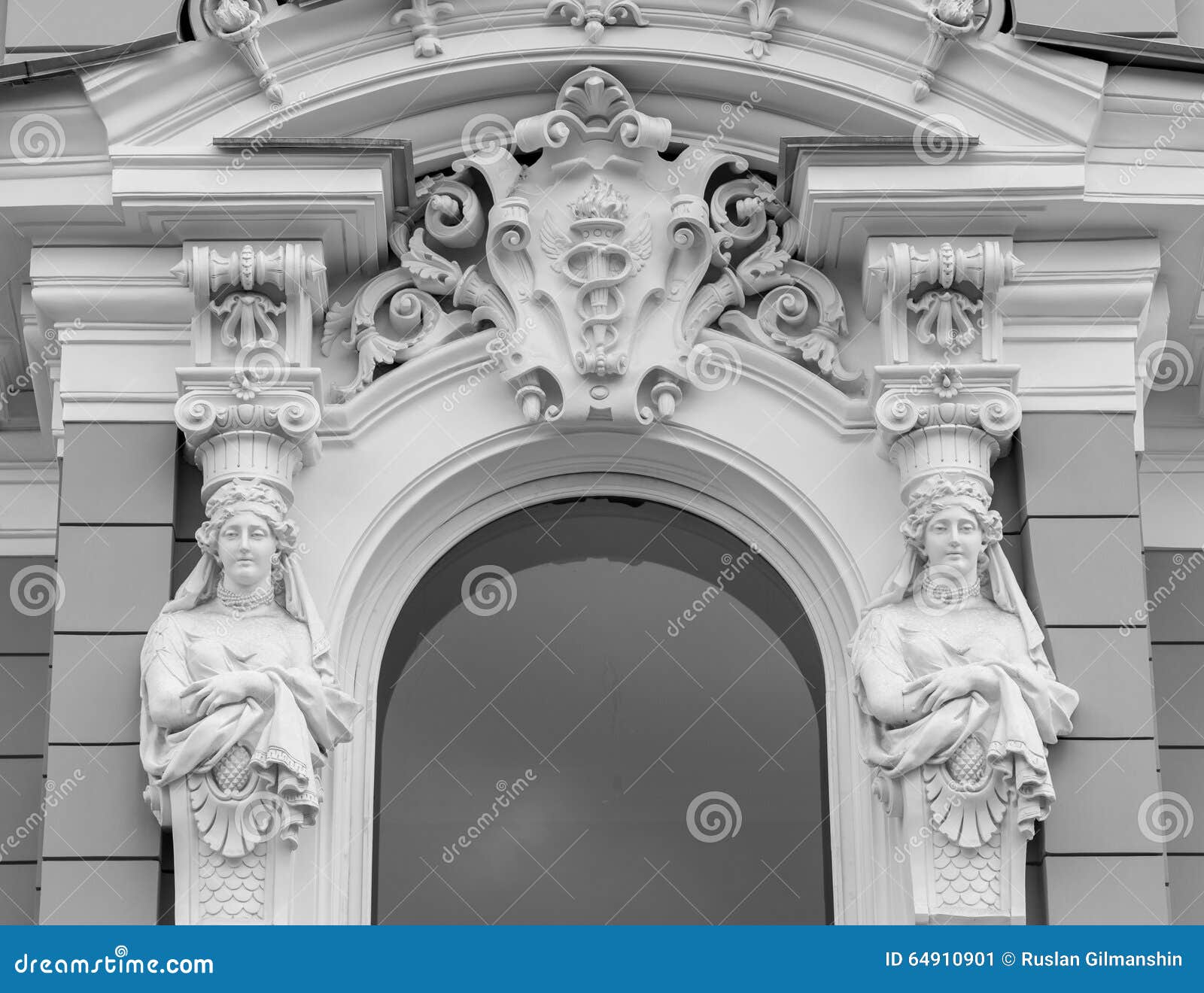 Decorative Statue of a Woman on Facade Stock Image - Image of ...