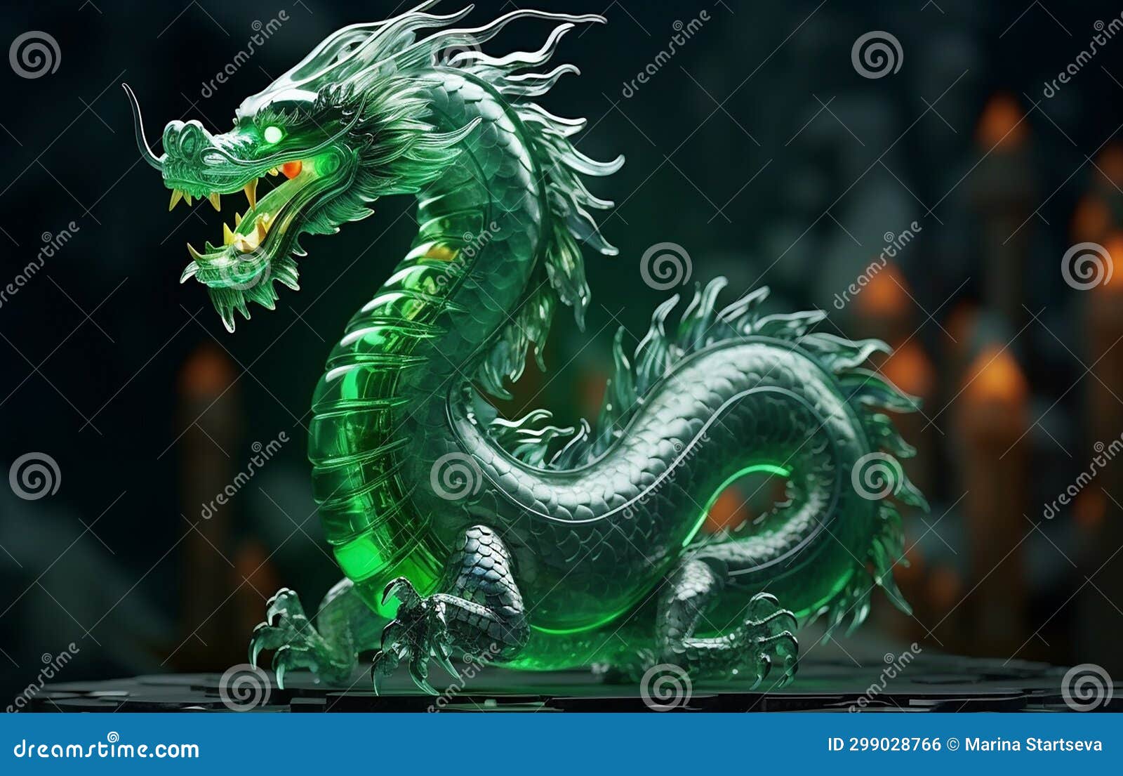 Scary Dragon Snorting Fire With Compass, Title And Sword In Baroque ...