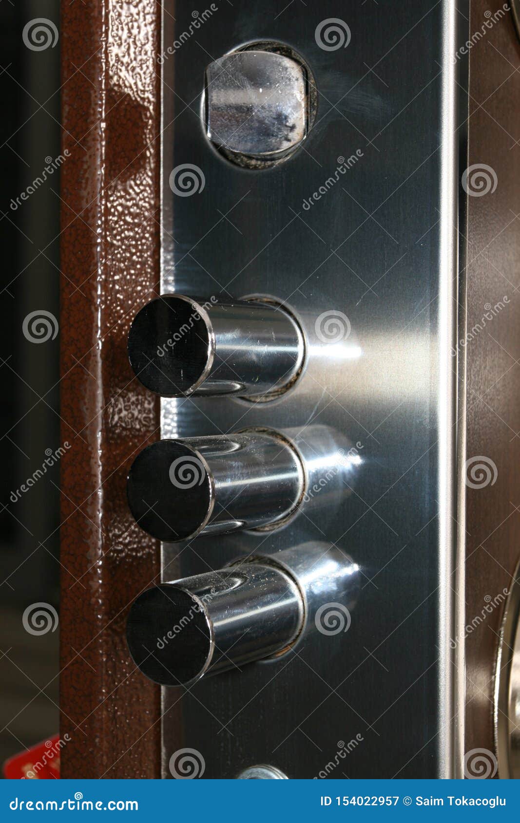 Decorative Steel Door Lock System Stock Image - Image of system, wooden ...