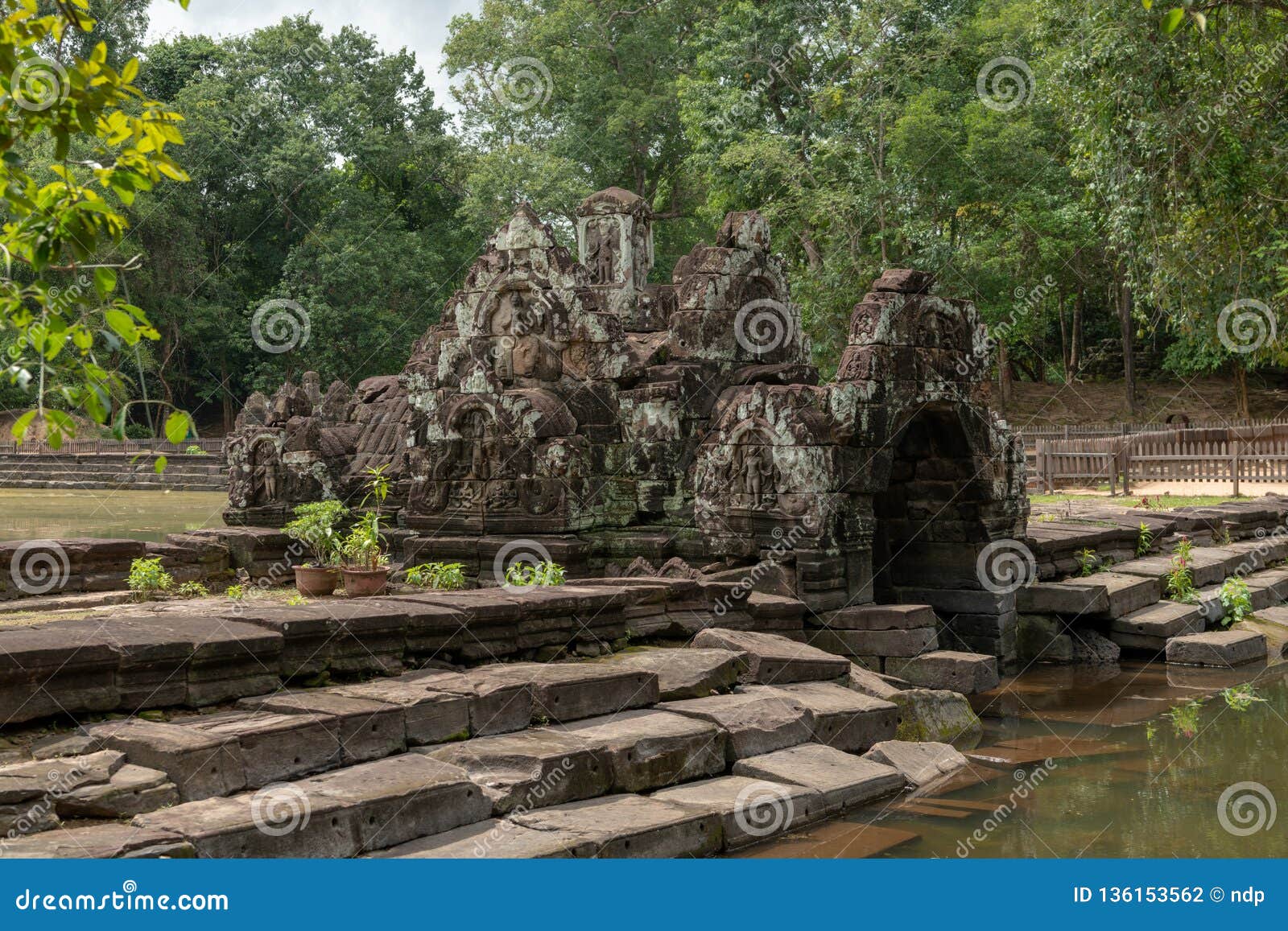 Decorative Stone Chamber and Steps by Pond Stock Photo - Image of ...