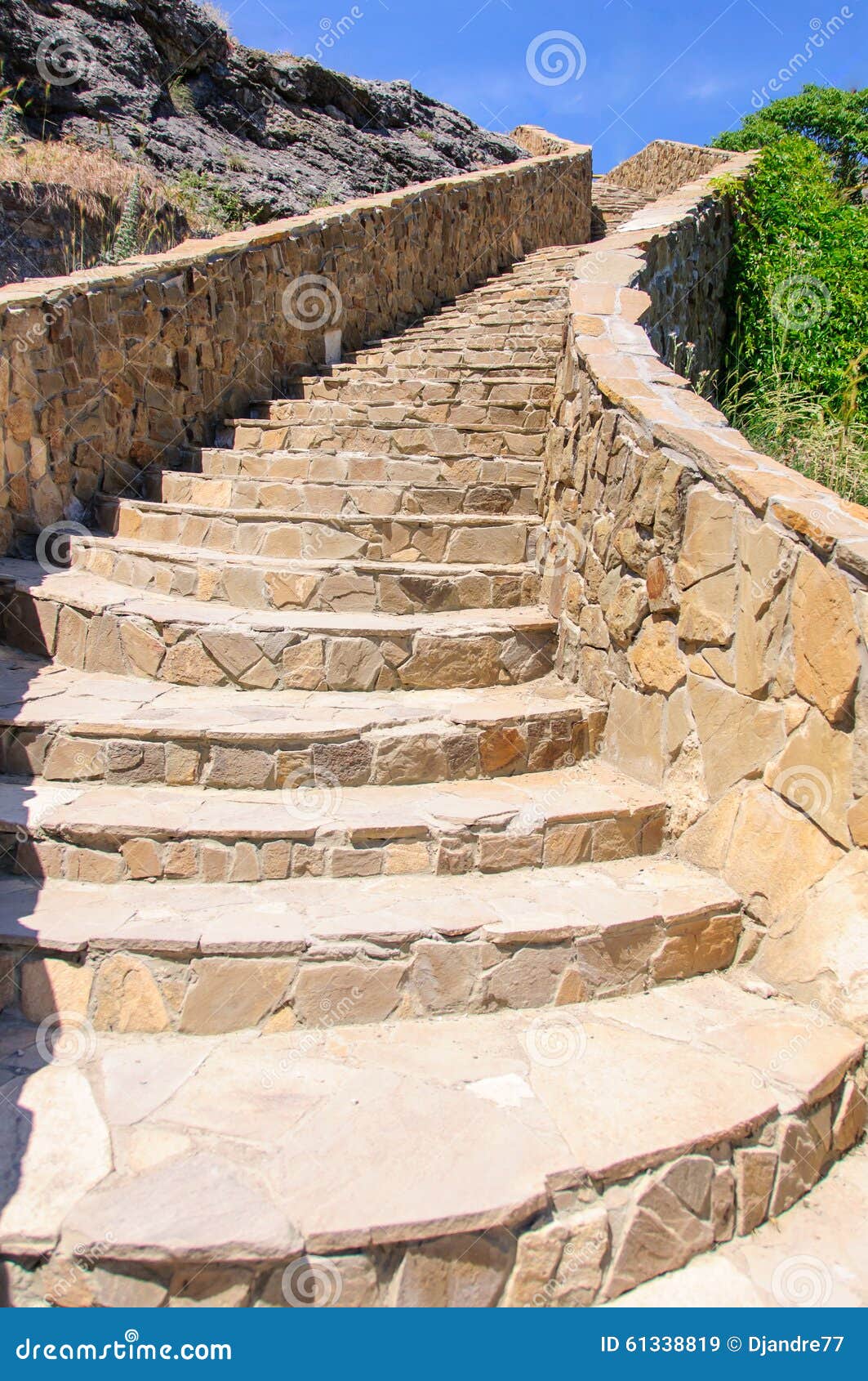 Decorative Stone Ladder on the Mountain Stock Image - Image of cement ...