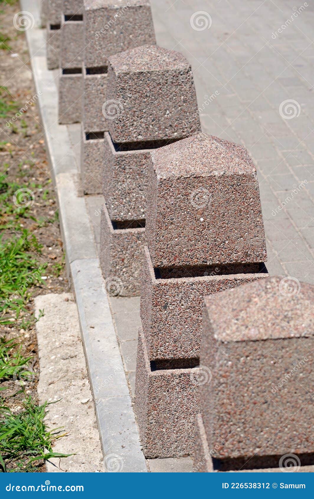 Decorative stone posts stock photo. Image of barrier - 226538312