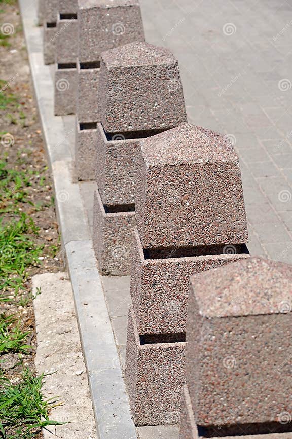 Decorative stone posts stock photo. Image of barrier - 226538312