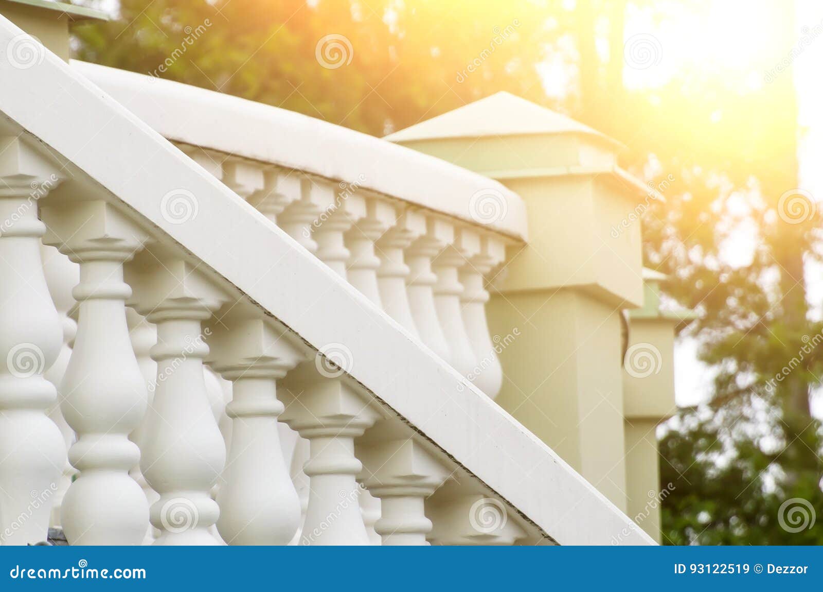 Decorative Stone Railing Staircase White, Light. Stock Image - Image of ...
