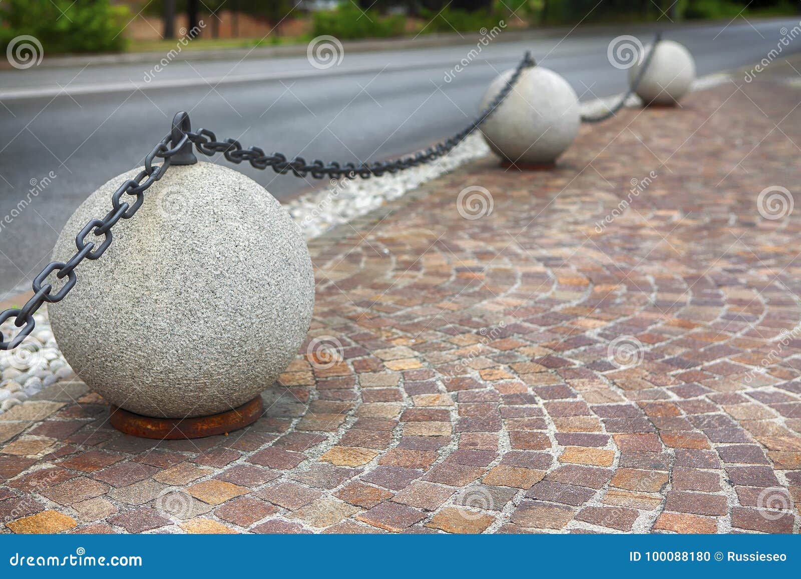 Decorative Stone Spheres on the Pavement Stock Photo - Image of city ...