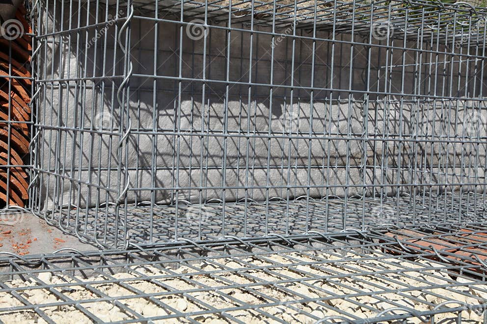 Decorative Stone and Tile Gabions Under Construction Stock Image ...