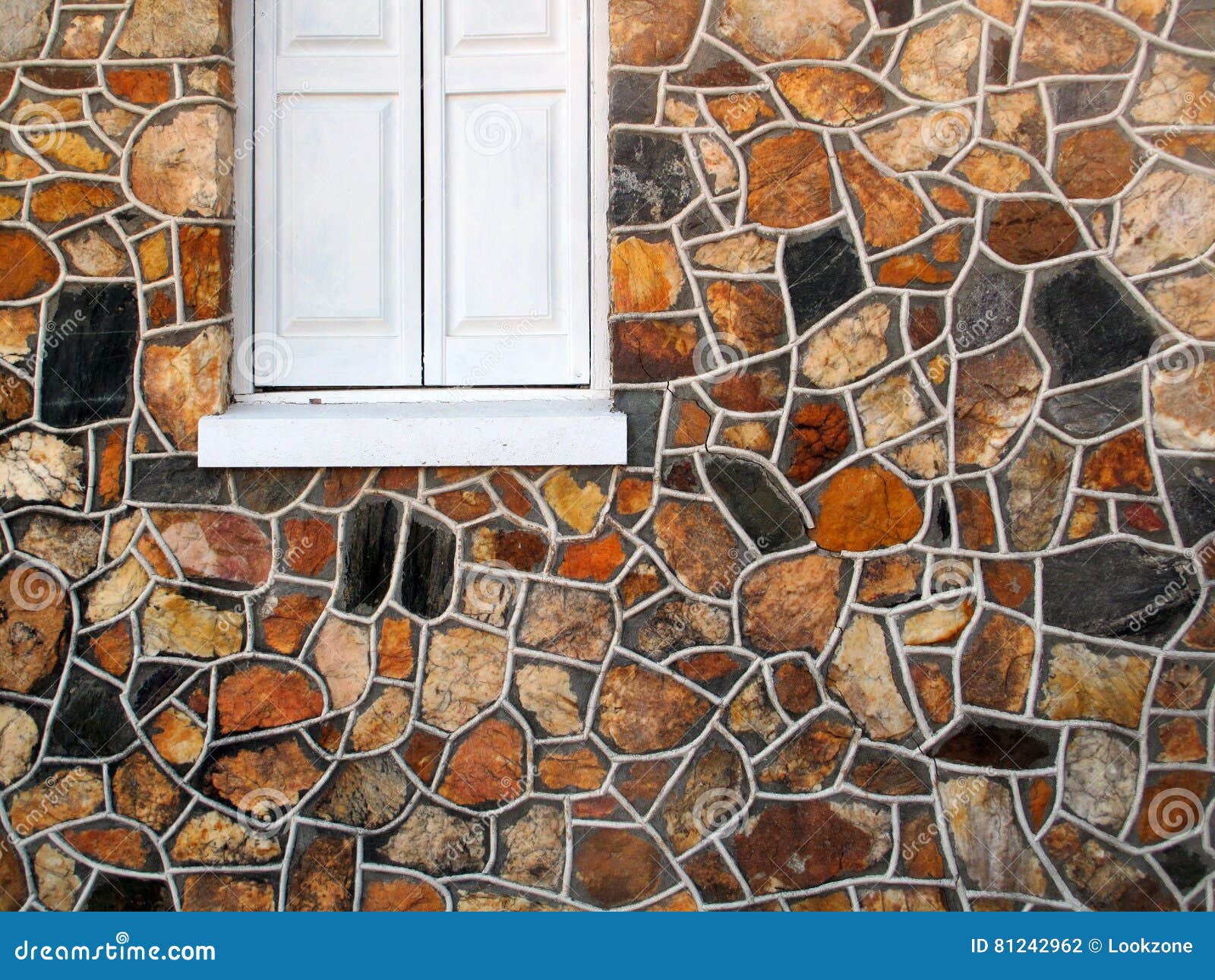 Decorative Stone Wall with Window Stock Photo - Image of geometric ...