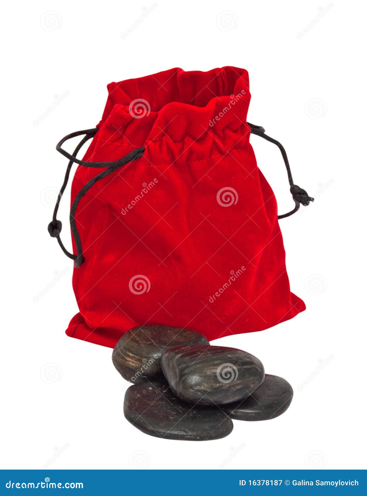 Decorative Stones in a Red Pouch Stock Image - Image of beauty, pebble ...