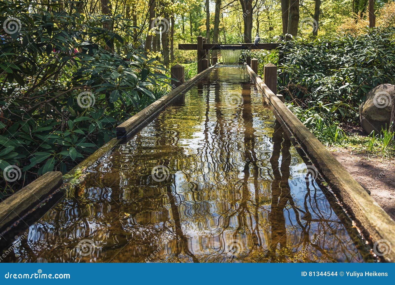 Decorative Stream with a Waterfall in the Park Stock Photo - Image of ...