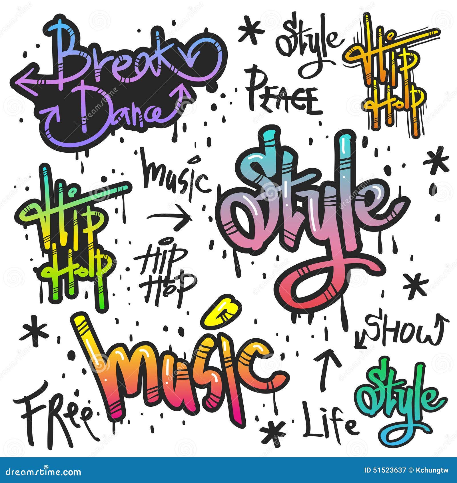 Street Art And Graffiti Painting On Mural, Digital Art. Post Modern ...