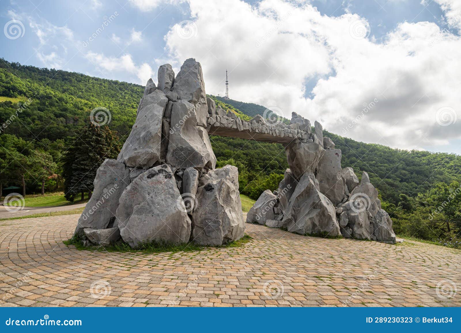 Decorative Structure Gate of the Sun at Foot of Mount Mashuk Stock ...