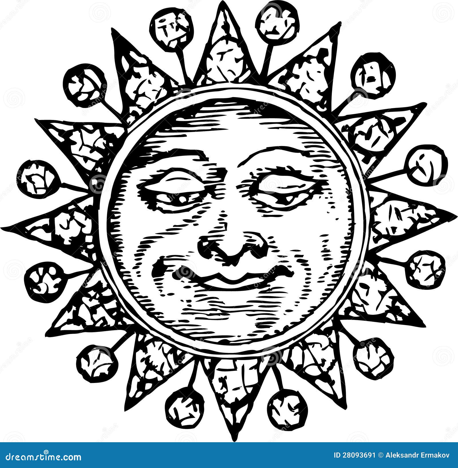 Decorative sun stock vector. Illustration of face, ornamental - 28093691