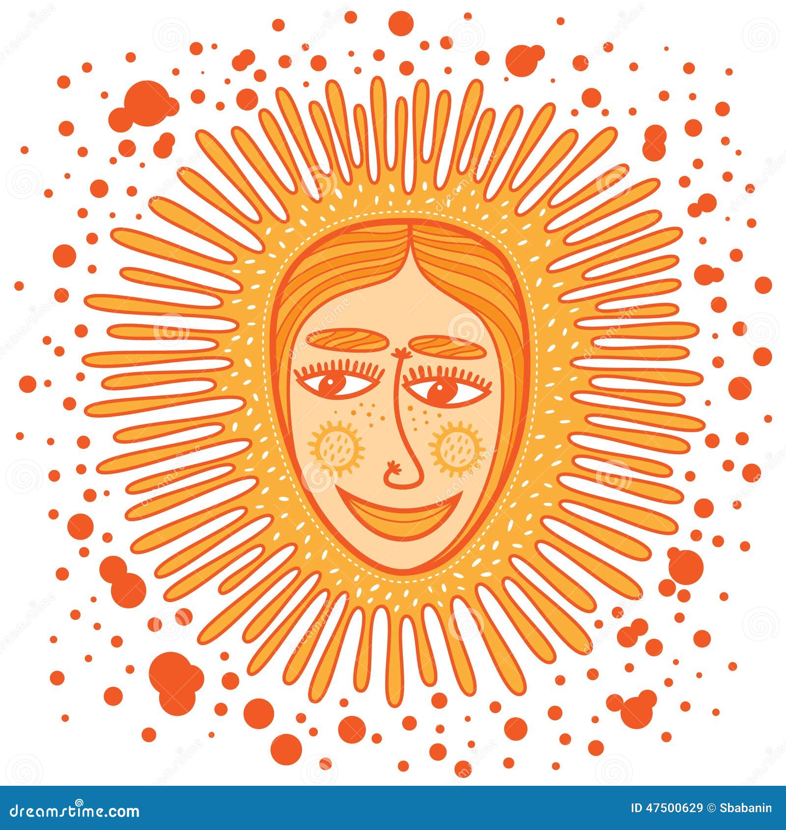 Decorative Sun with a Human Face Stock Vector - Illustration of symbol ...