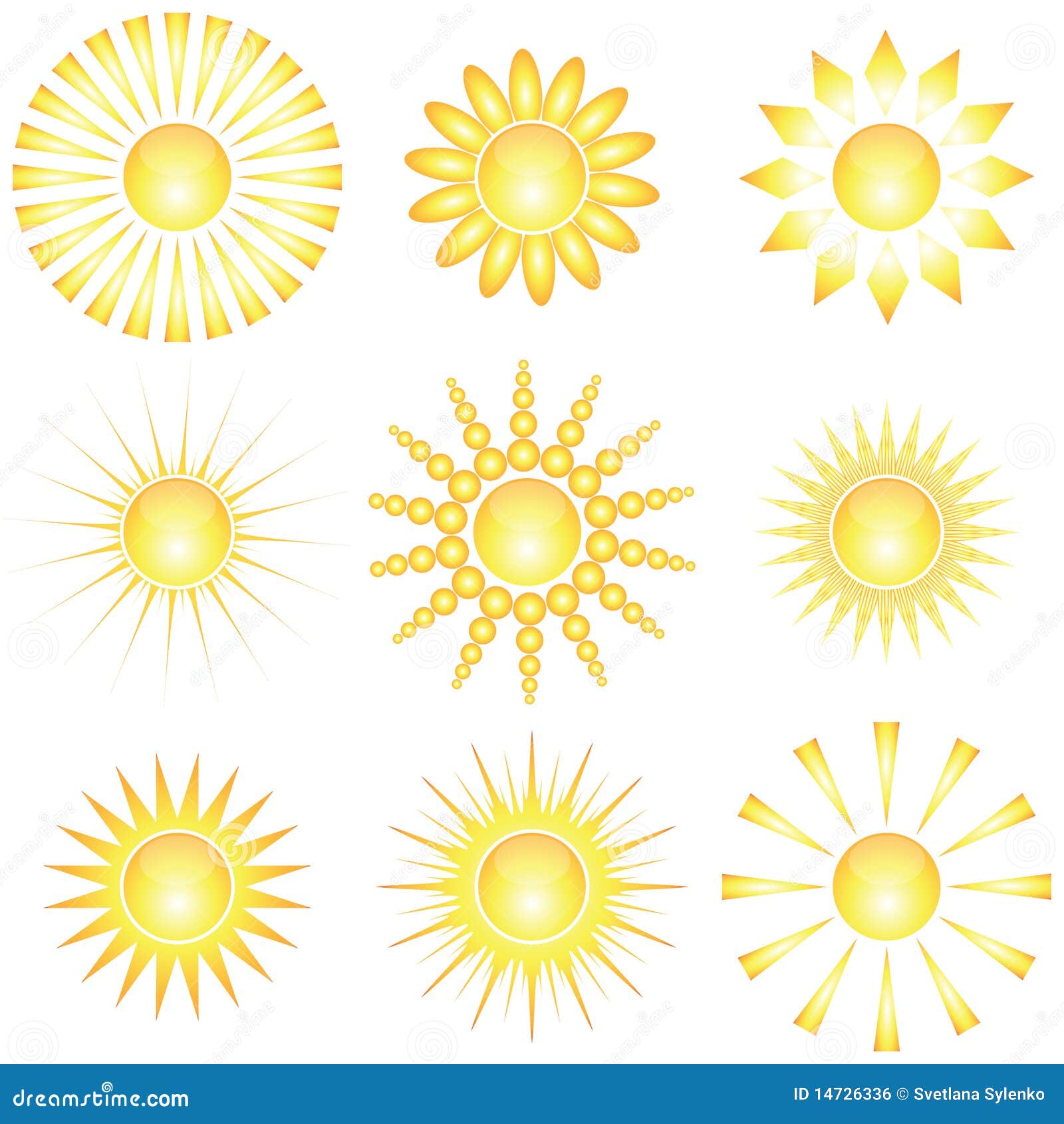 Decorative sun symbols. stock vector. Illustration of cartoon - 14726336