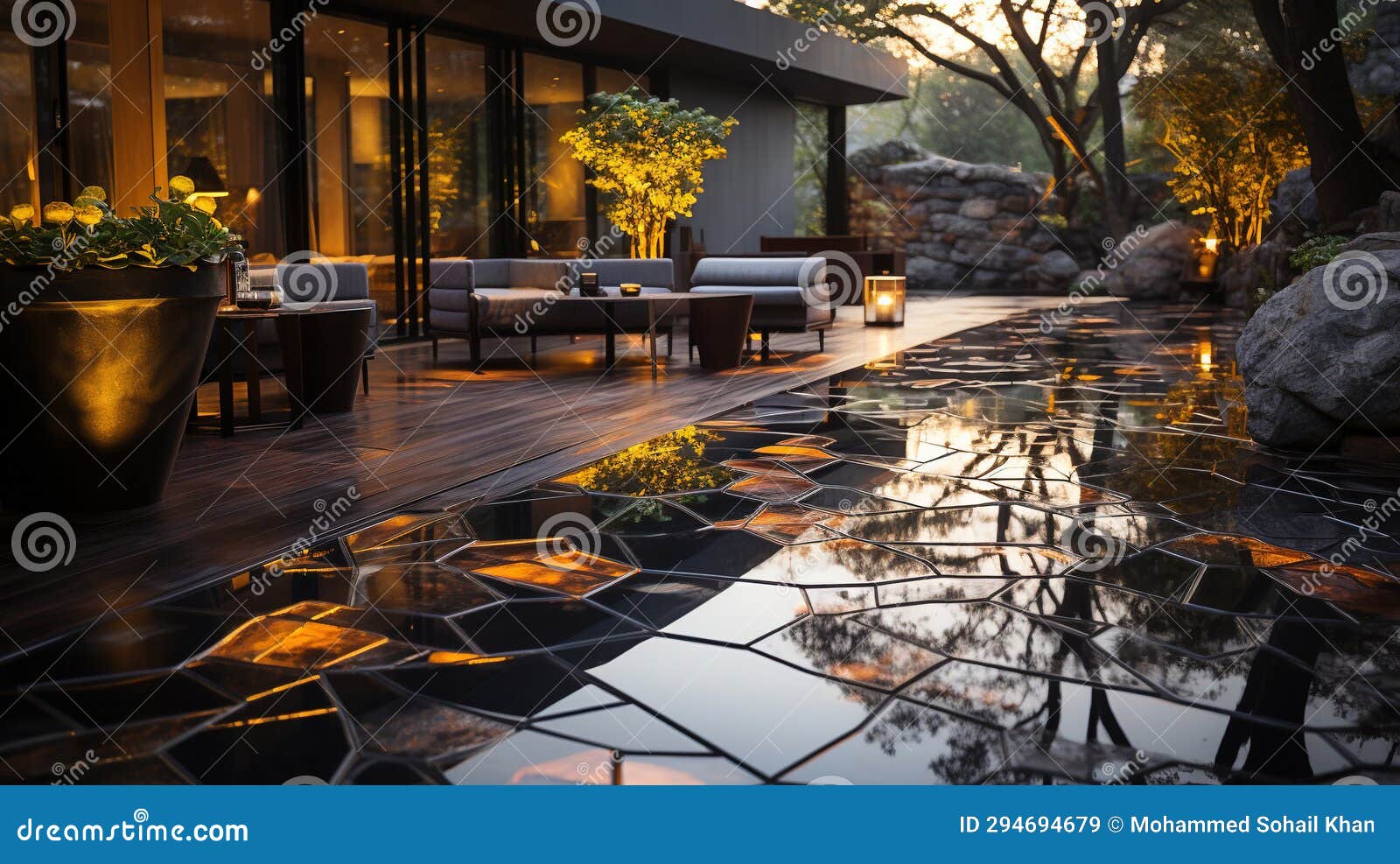 Decorative Surface of Outdoor Gardens Backyard Lounge Background Stock ...