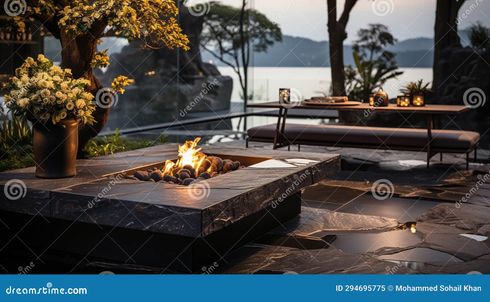 Decorative Surface of Outdoor Gardens Backyard Lounge Background Stock ...