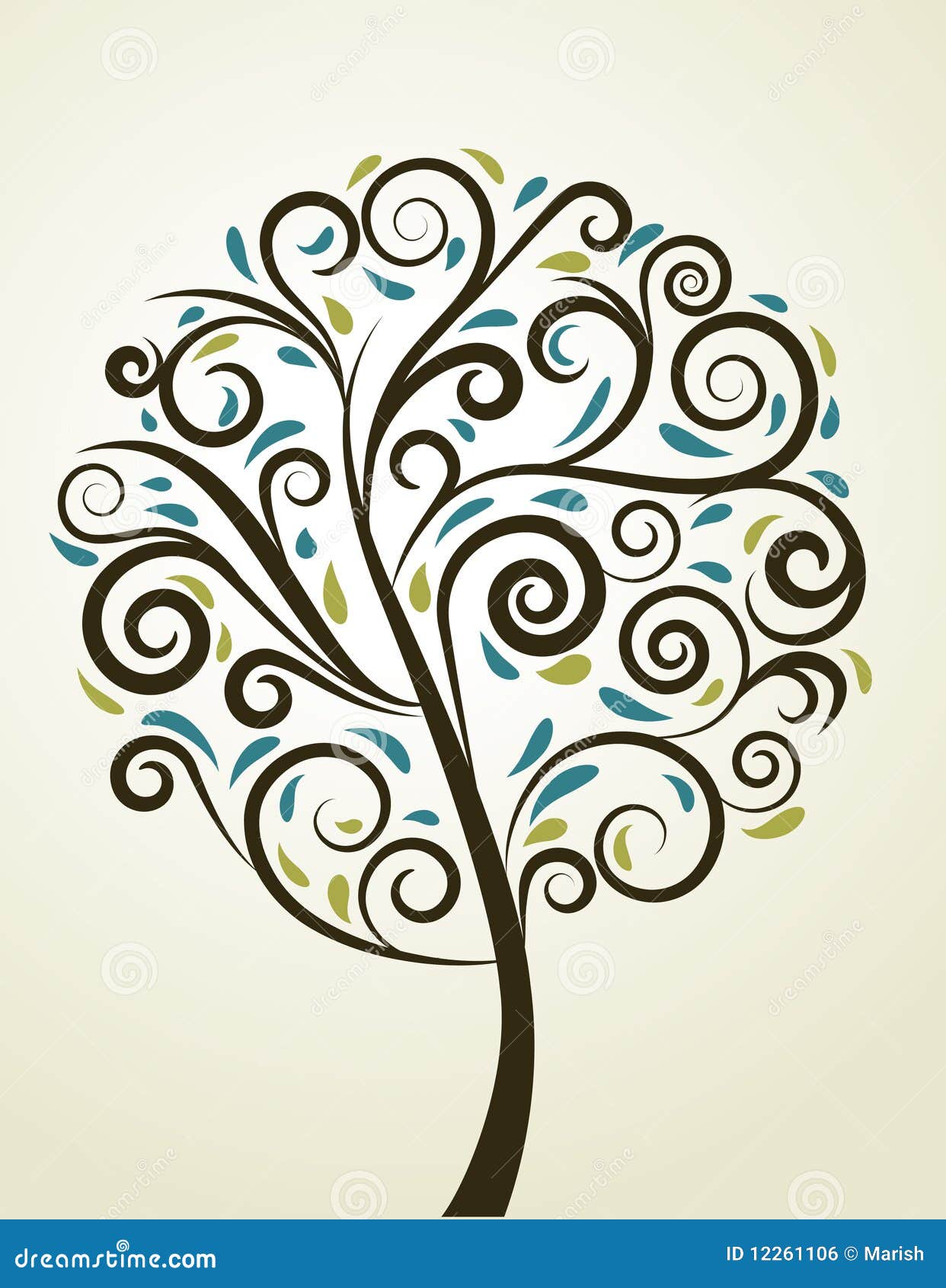 Decorative Swirl Floral Tree, Vector Stock Vector - Illustration of ...