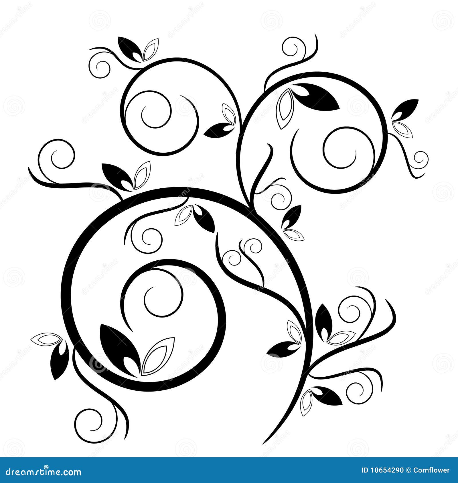 Decorative Swirl with Leaves Stock Vector - Illustration of leaves ...