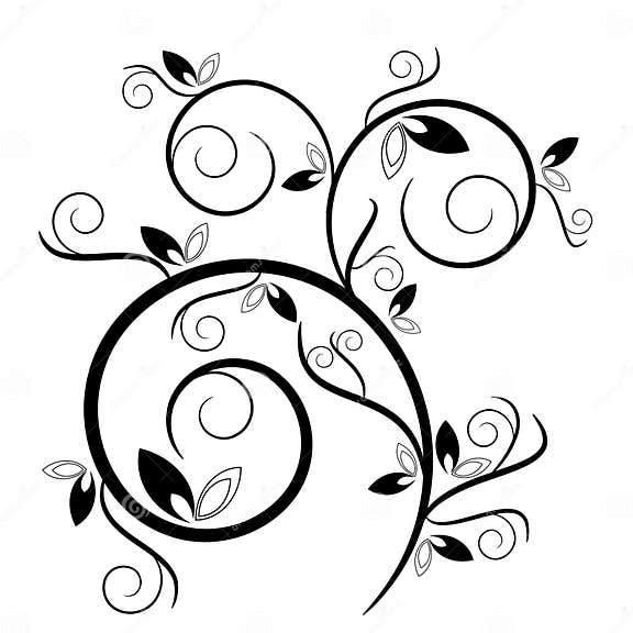 Decorative Swirl with Leaves Stock Vector - Illustration of leaves ...