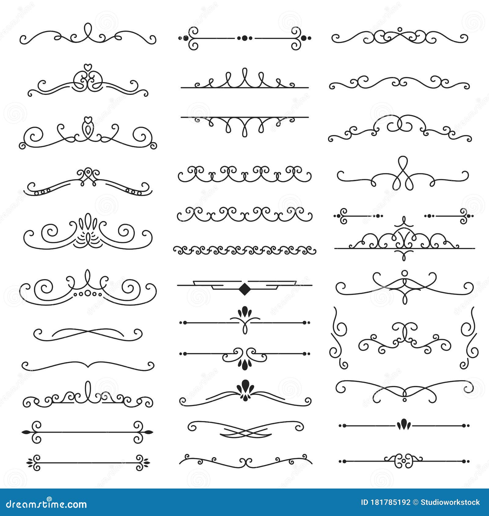 Decorative Swirls Dividers. Vector Calligraphics Stock Vector ...