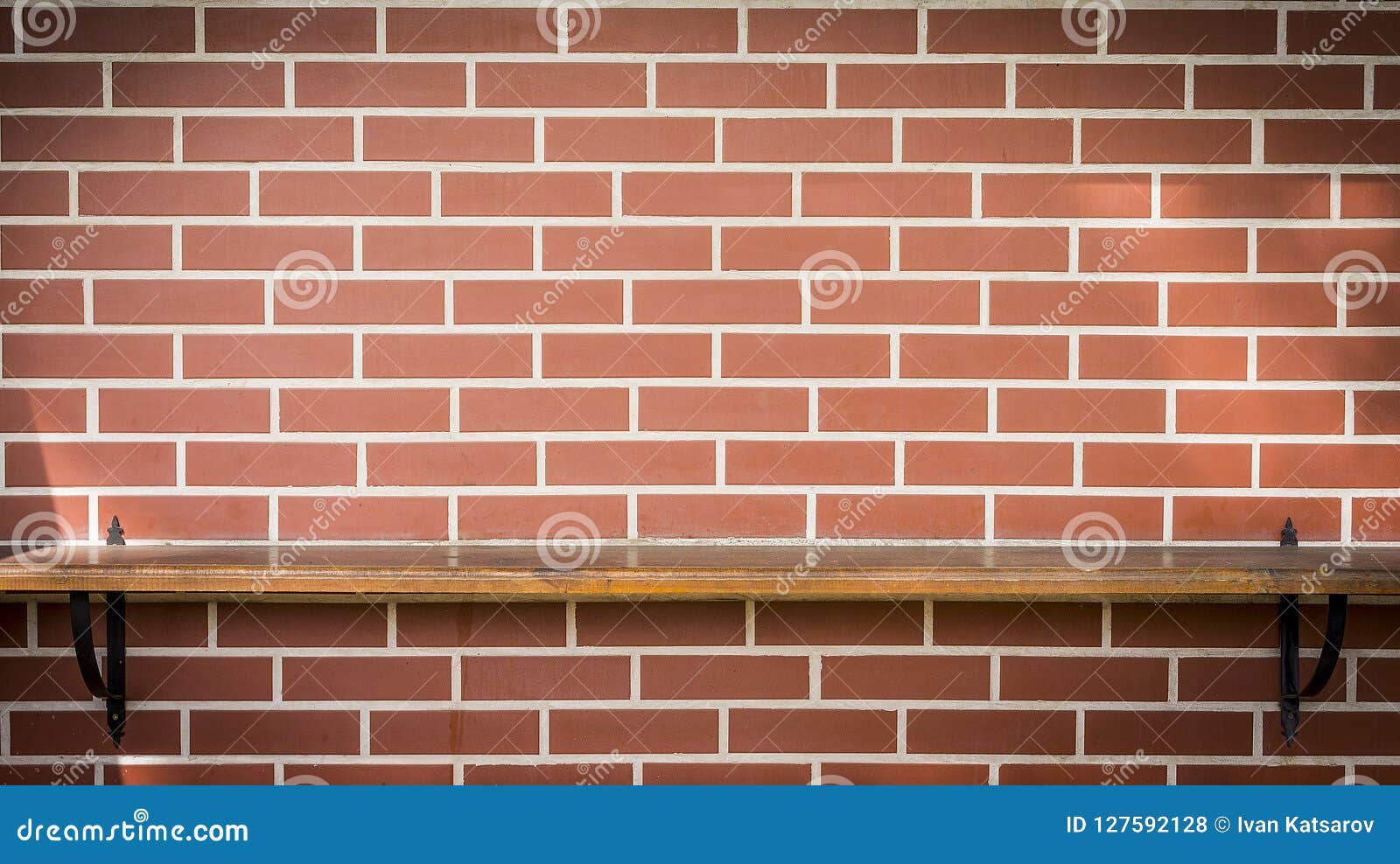 Decorative Table Background on a Red Brick Wall. Stock Photo - Image of ...