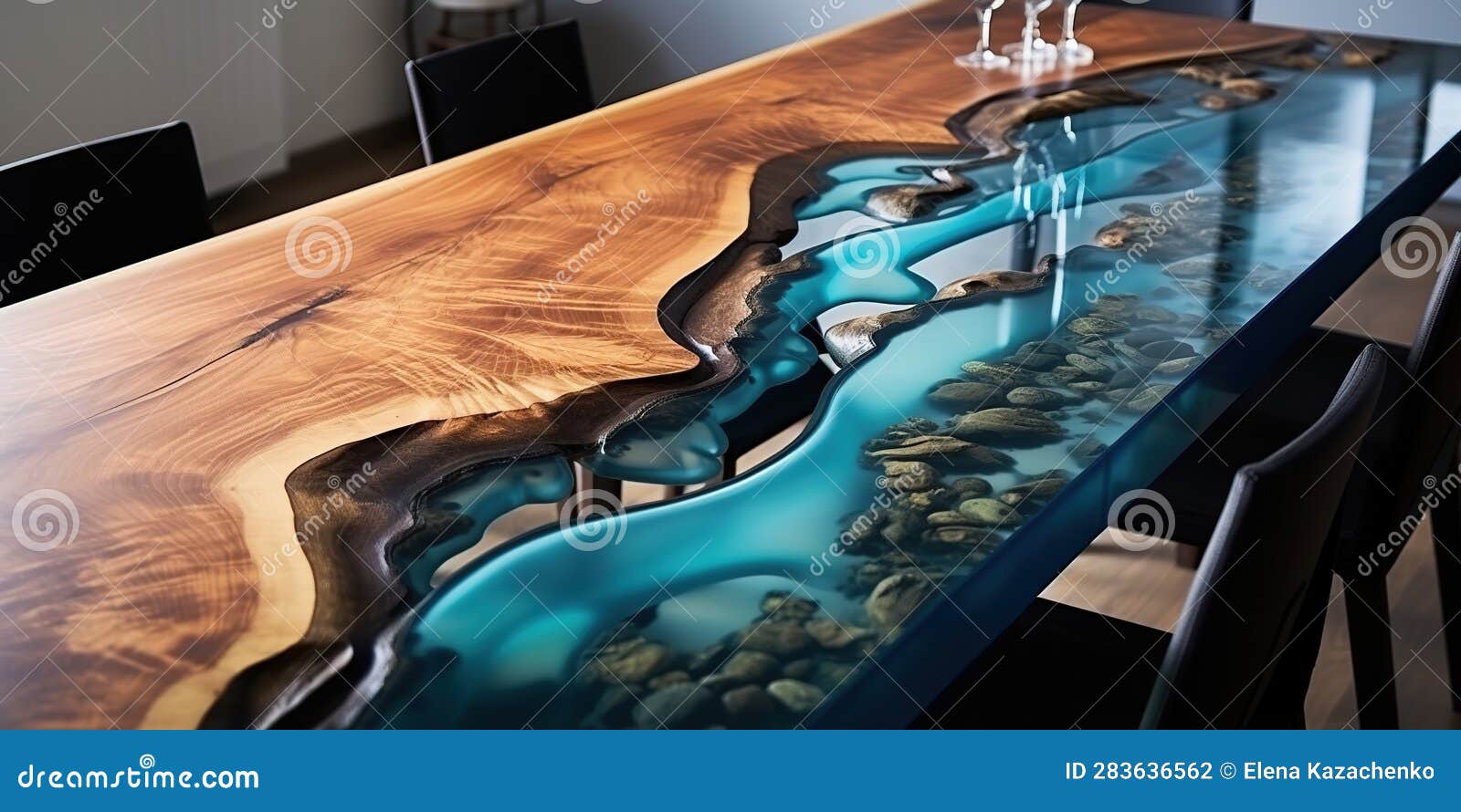 Decorative Table, Epoxy Resin Products in the Office Stock Illustration ...
