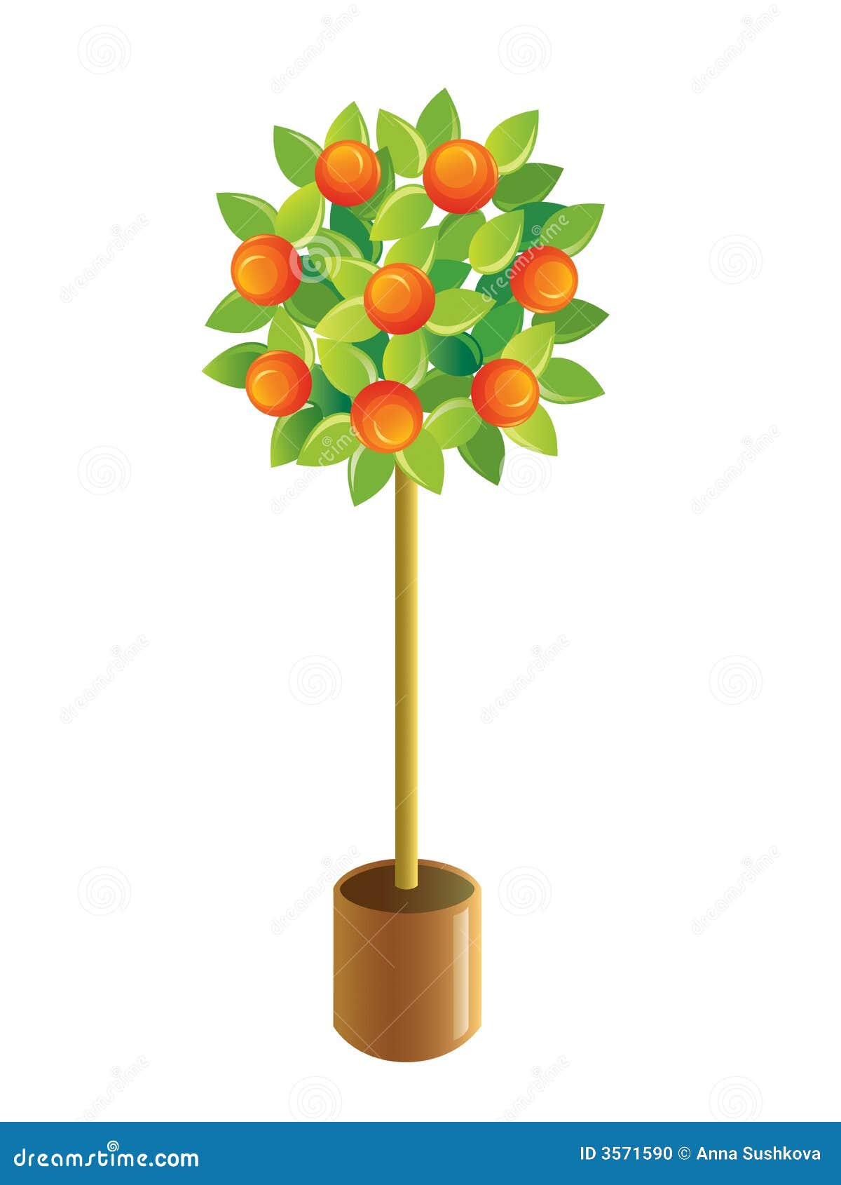 Decorative tangerine-tree. stock vector. Illustration of abstract - 3571590