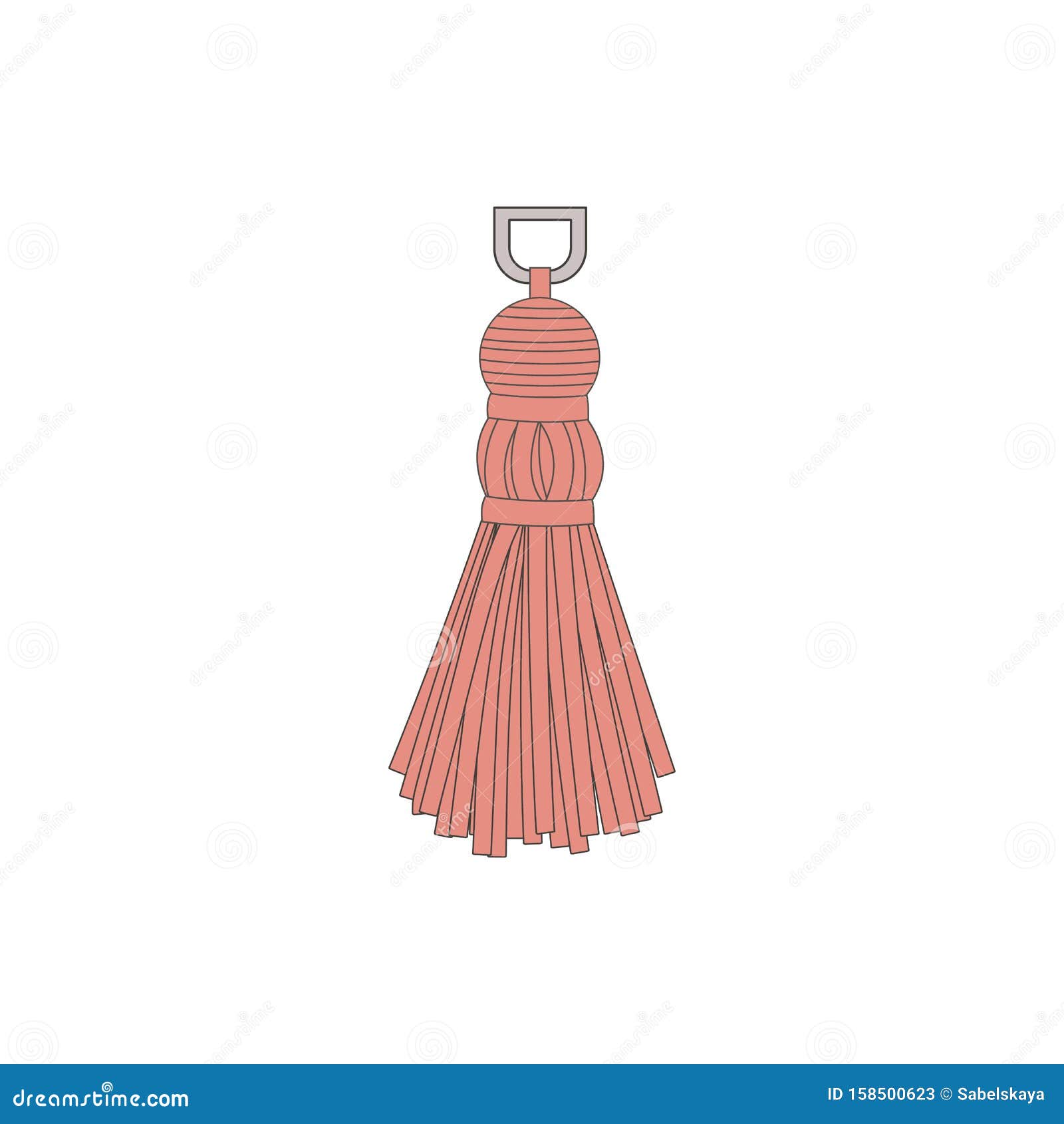 Decorative Tassel from Pink Thread Doodle Cartoon Vector Illustration ...