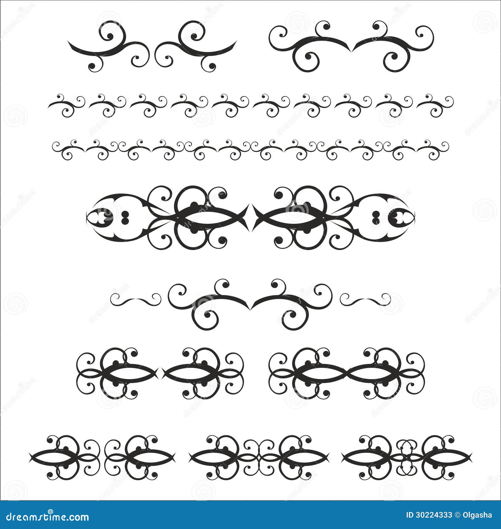 Text elements stock vector. Illustration of swirl, divide - 30224333