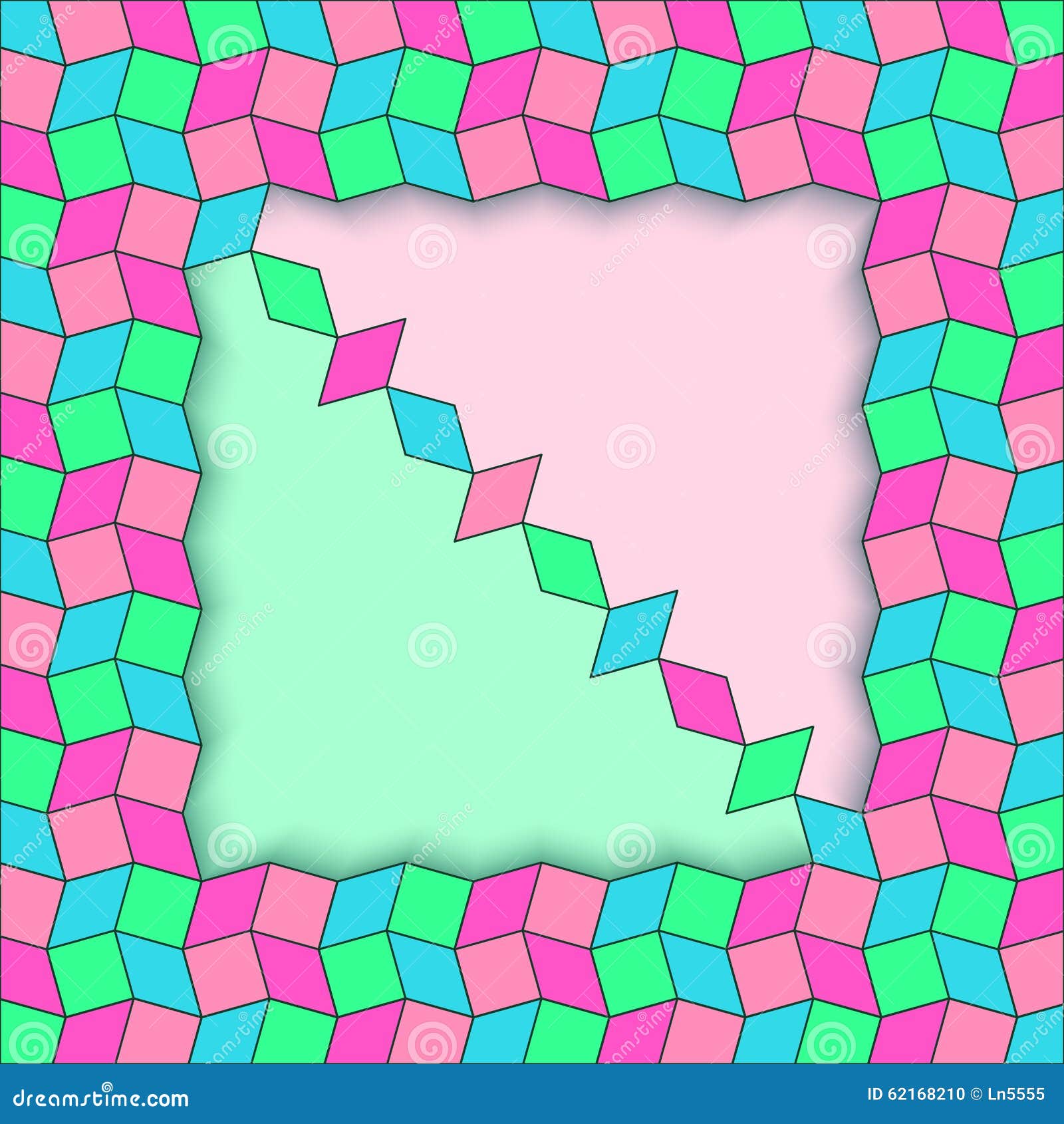 Decorative Text or Photo Frame with Rhombus and Square Shapes of Light ...