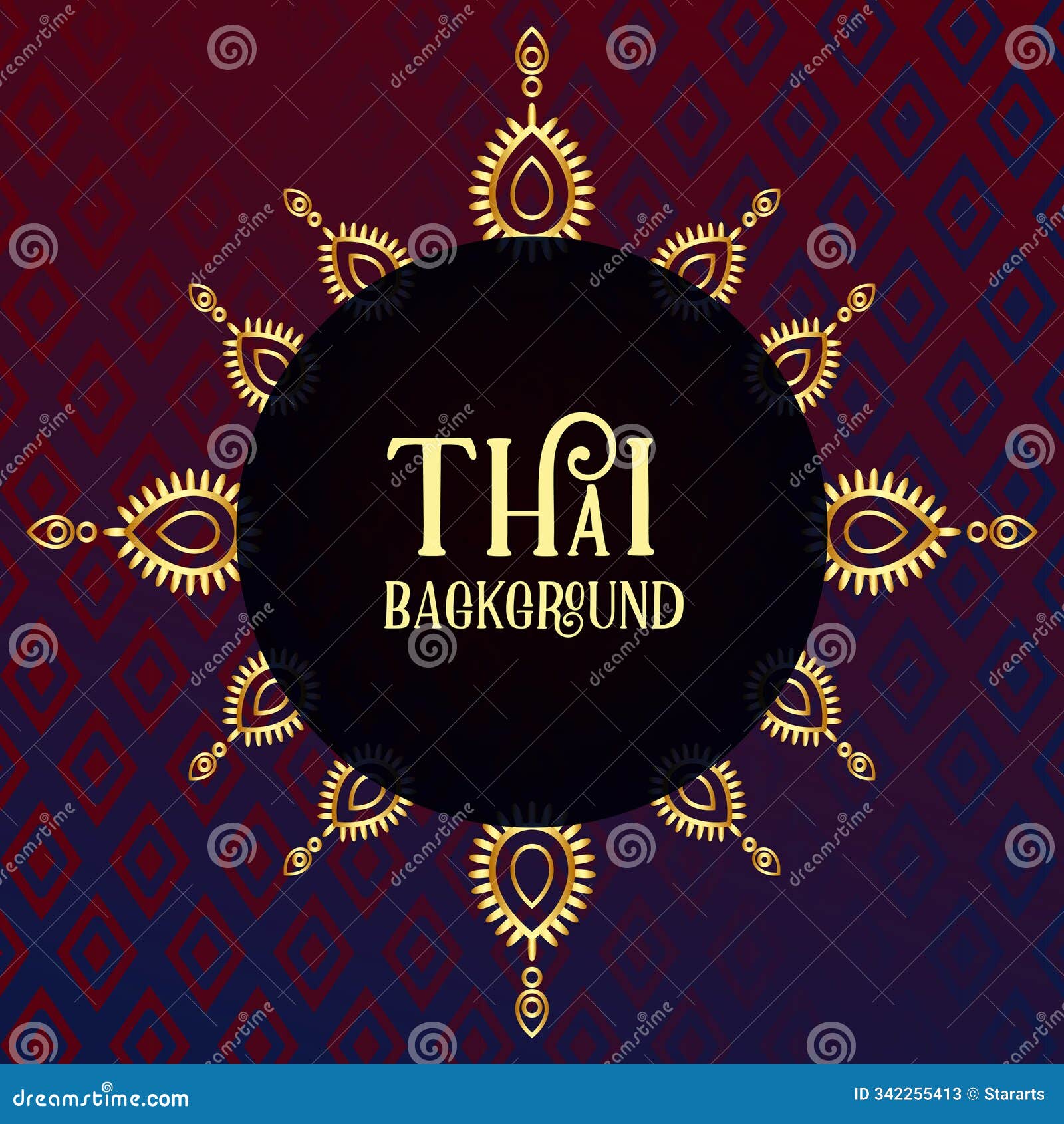 Decorative Thai Background with Golden Ornament Design Stock ...