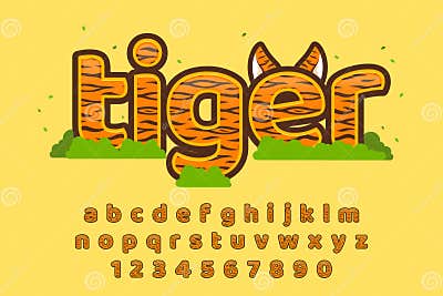 Decorative Tiger Font and Alphabet with Tiger Patterns Stock Vector ...