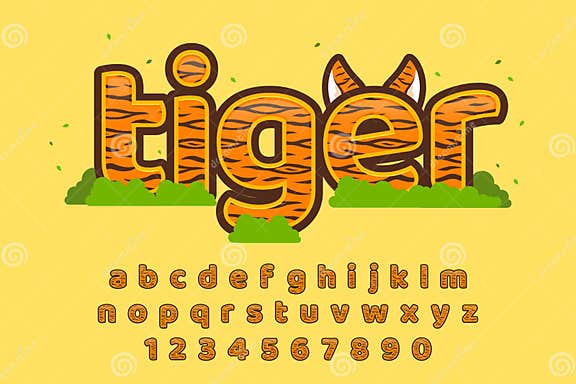 Decorative Tiger Font and Alphabet with Tiger Patterns Stock Vector ...
