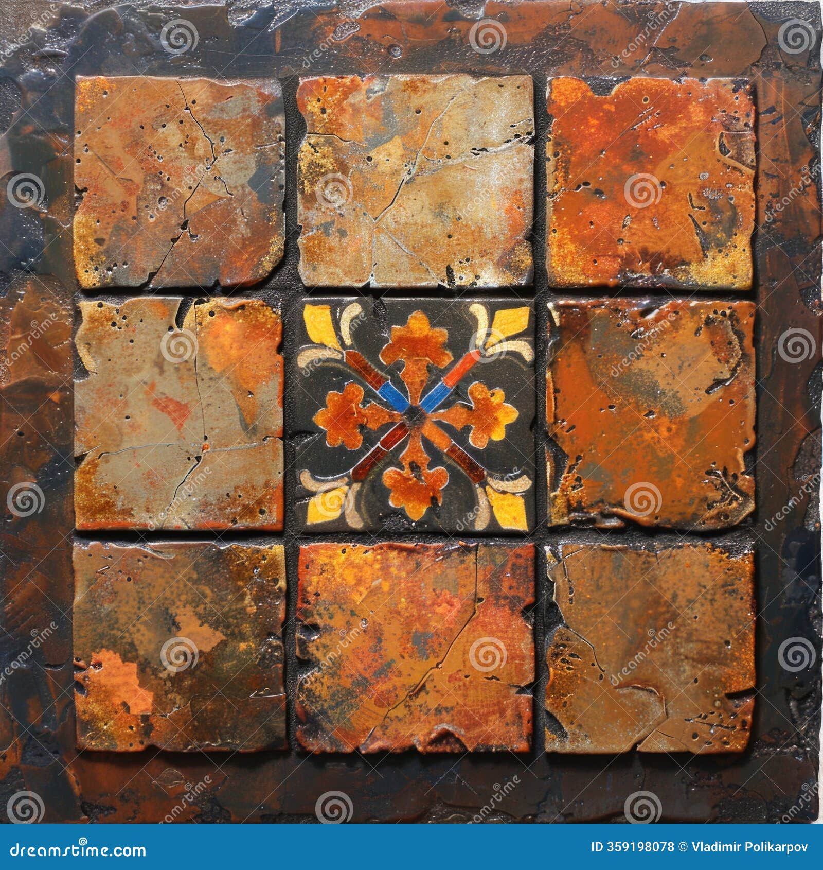 A Decorative Tile Featuring a Single Flower Motif Stock Photo - Image ...