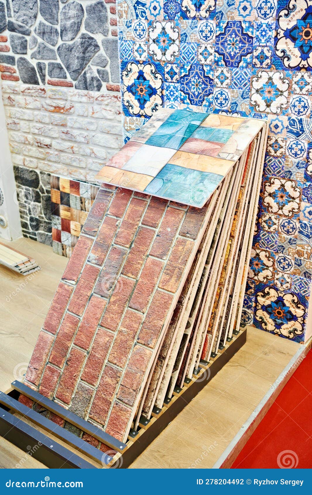 Decorative Tiles in the Form of Bricks Wall Panels in Exhibition Stock ...