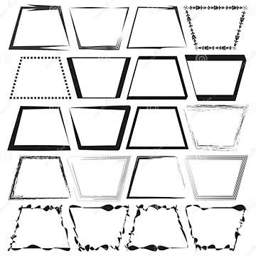 Decorative Trapezoid Frames. Black and White. Vector Borders Set ...