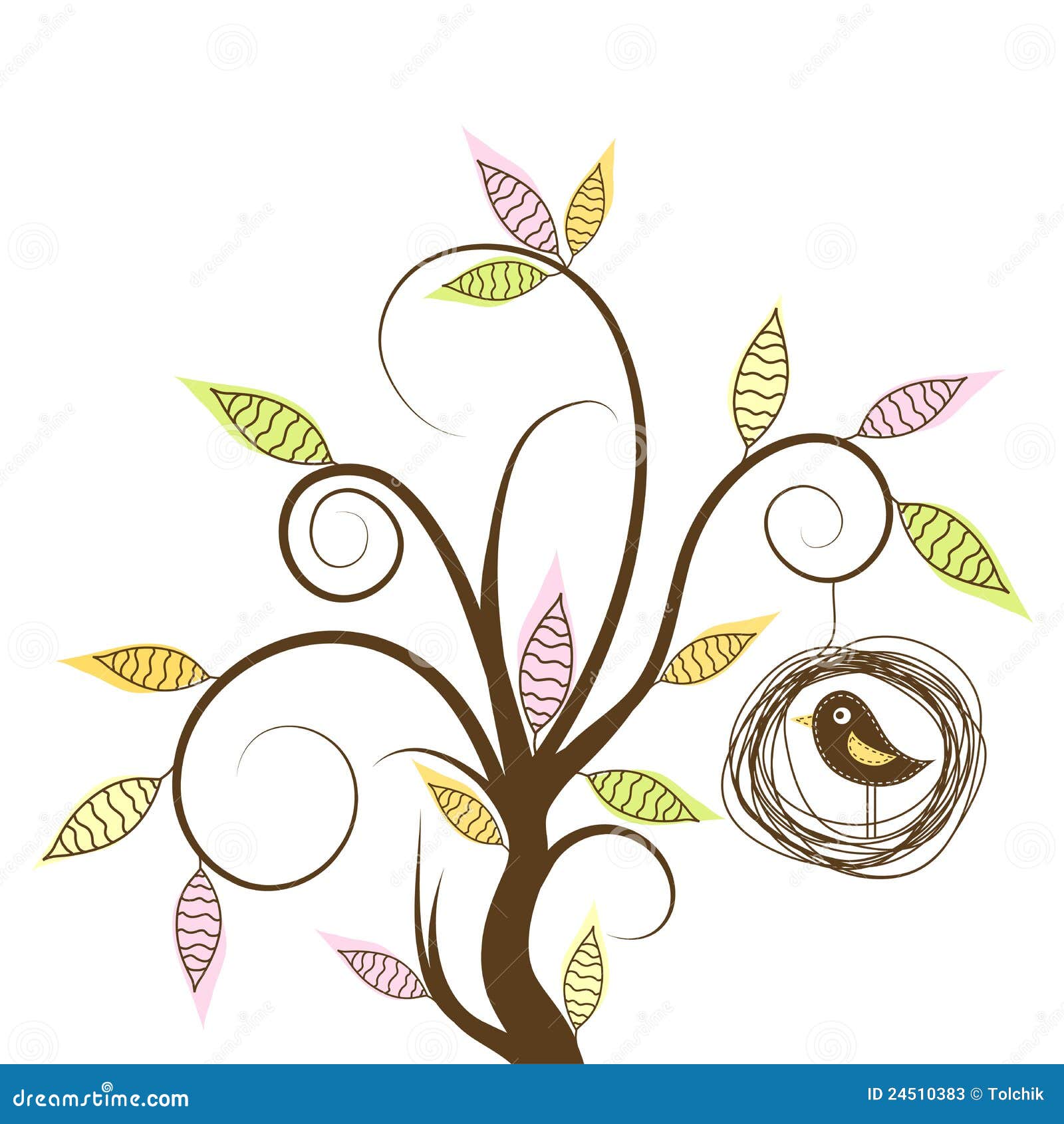 Decorative Tree and Bird, Vector Stock Vector - Illustration of ...