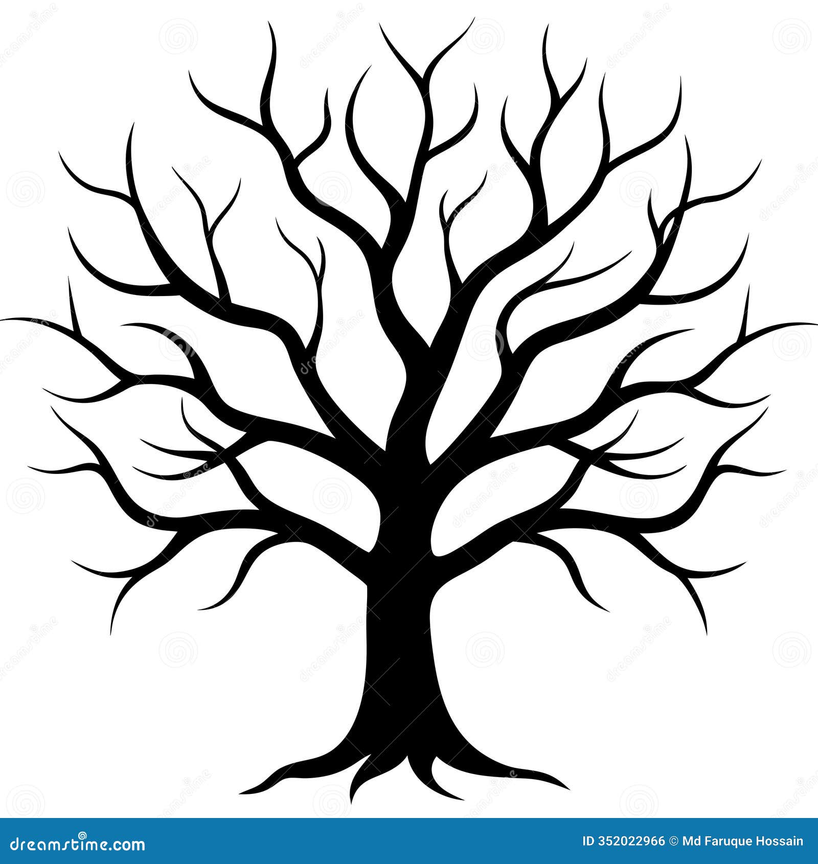 Decorative Tree on Branches Silhouette Vector Stock Illustration ...