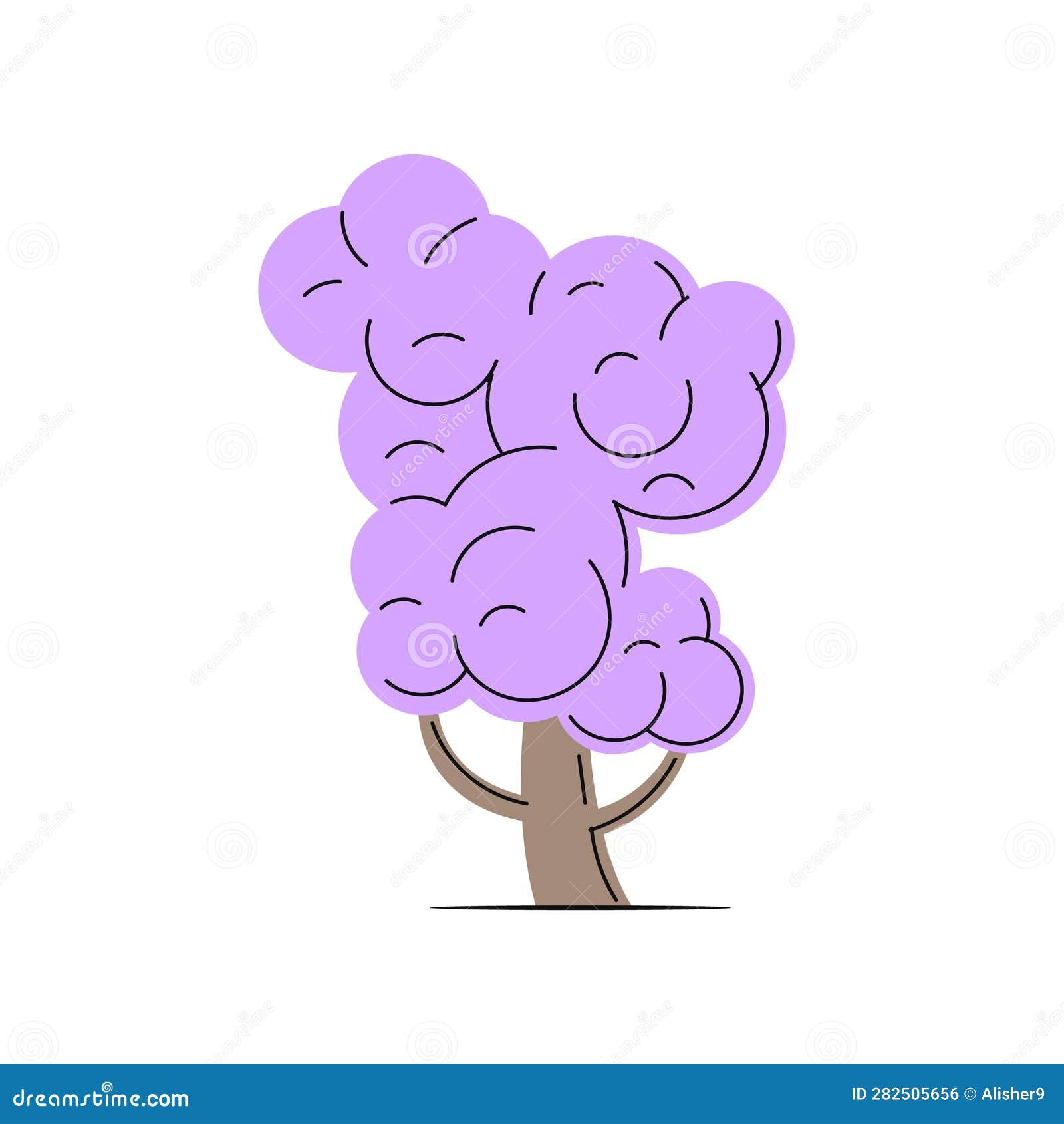 Decorative Tree with Violet Foliage Stock Vector - Illustration of ...