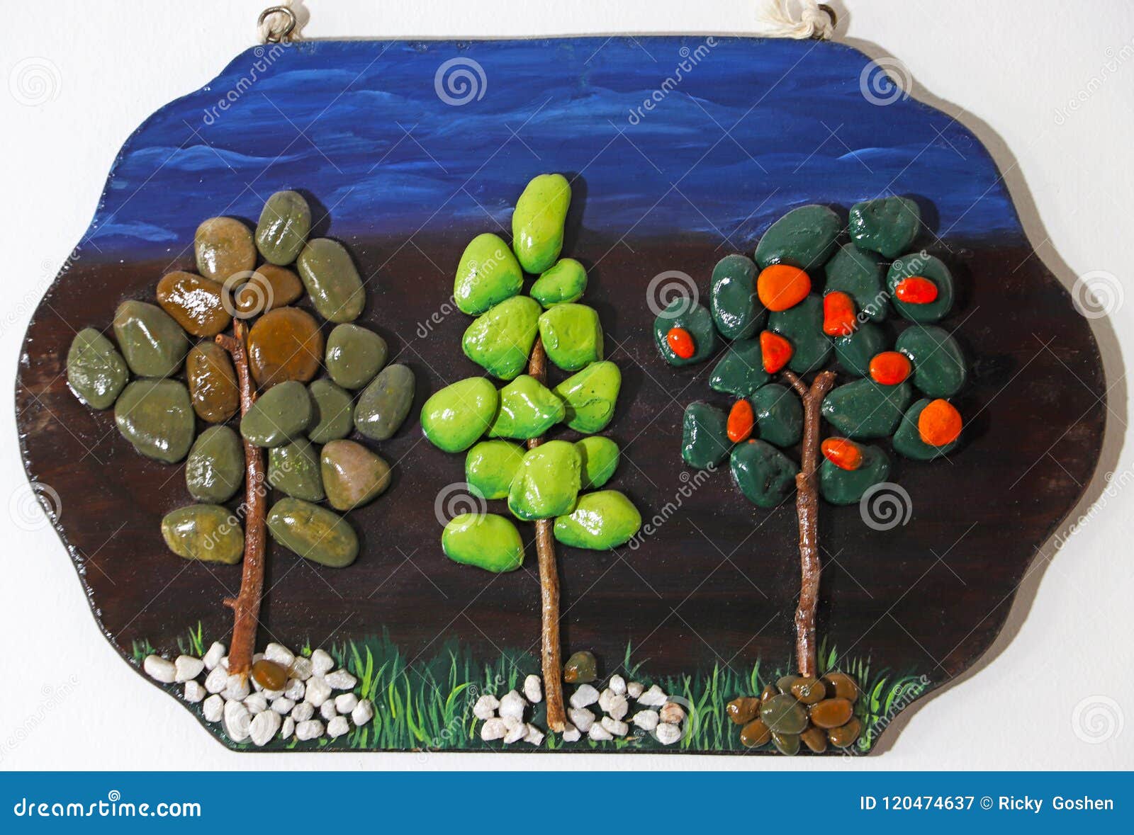 Decorative Trees Made of Pebbles Stock Image - Image of closeup, bright ...