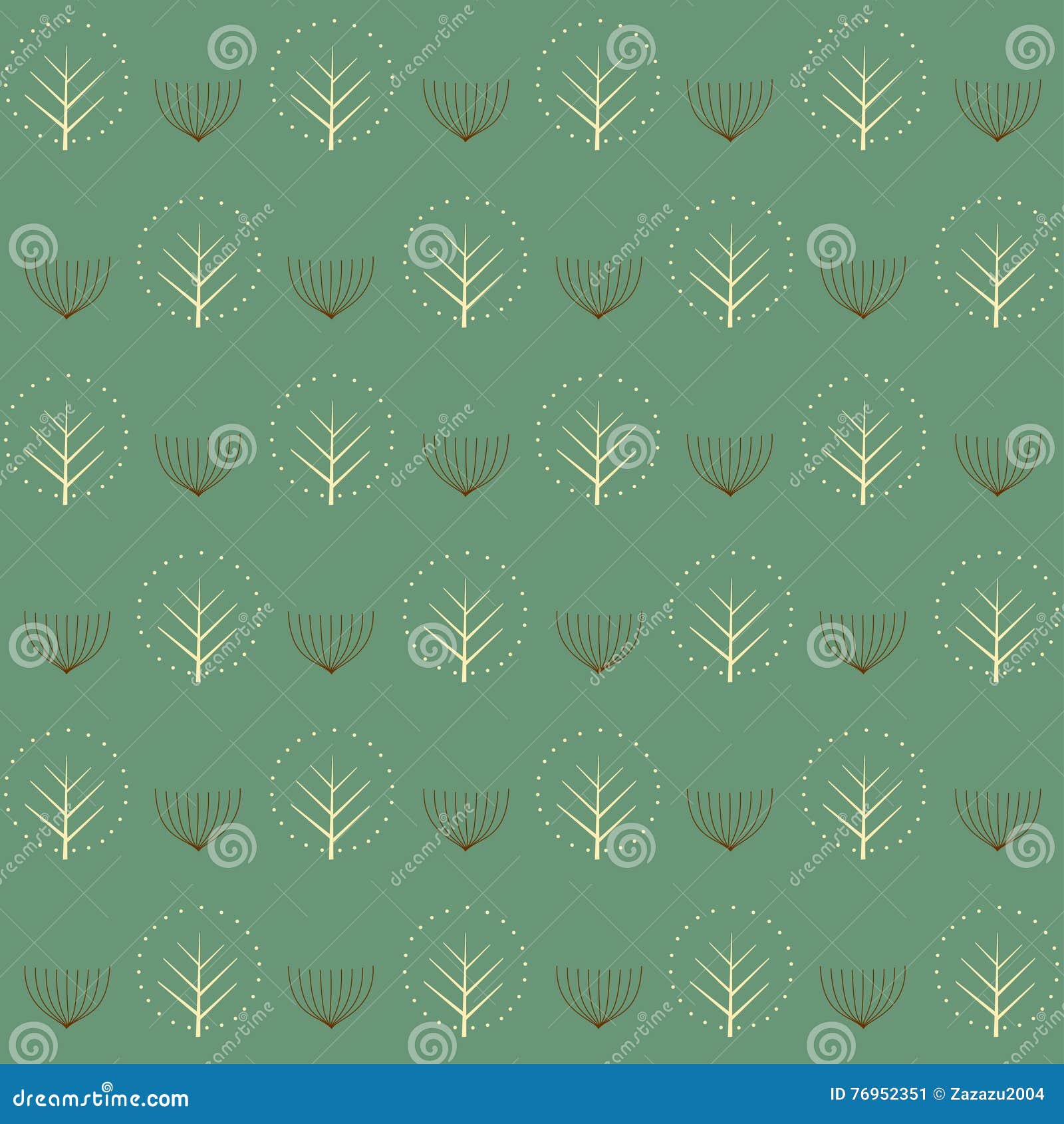 Decorative Trees Seamless Pattern. Stock Vector - Illustration of ...