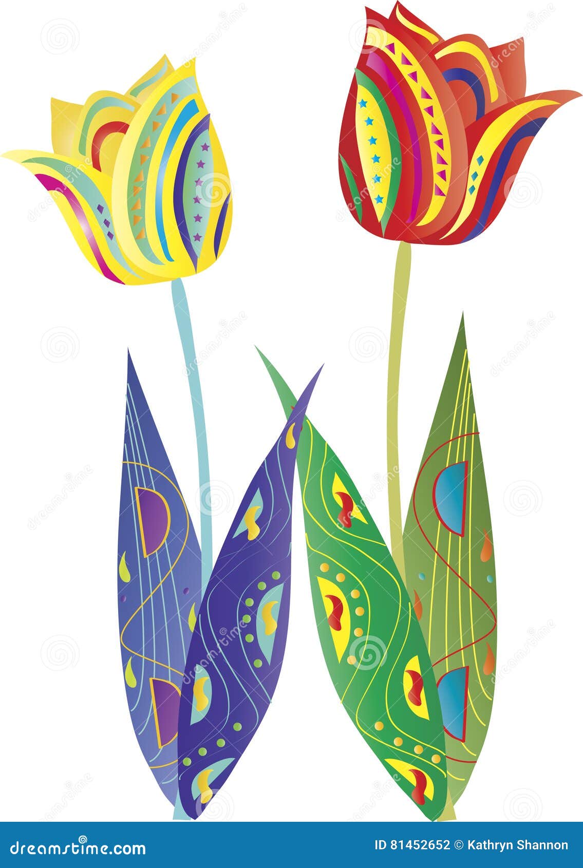Decorative tulips stock vector. Illustration of stylized - 81452652