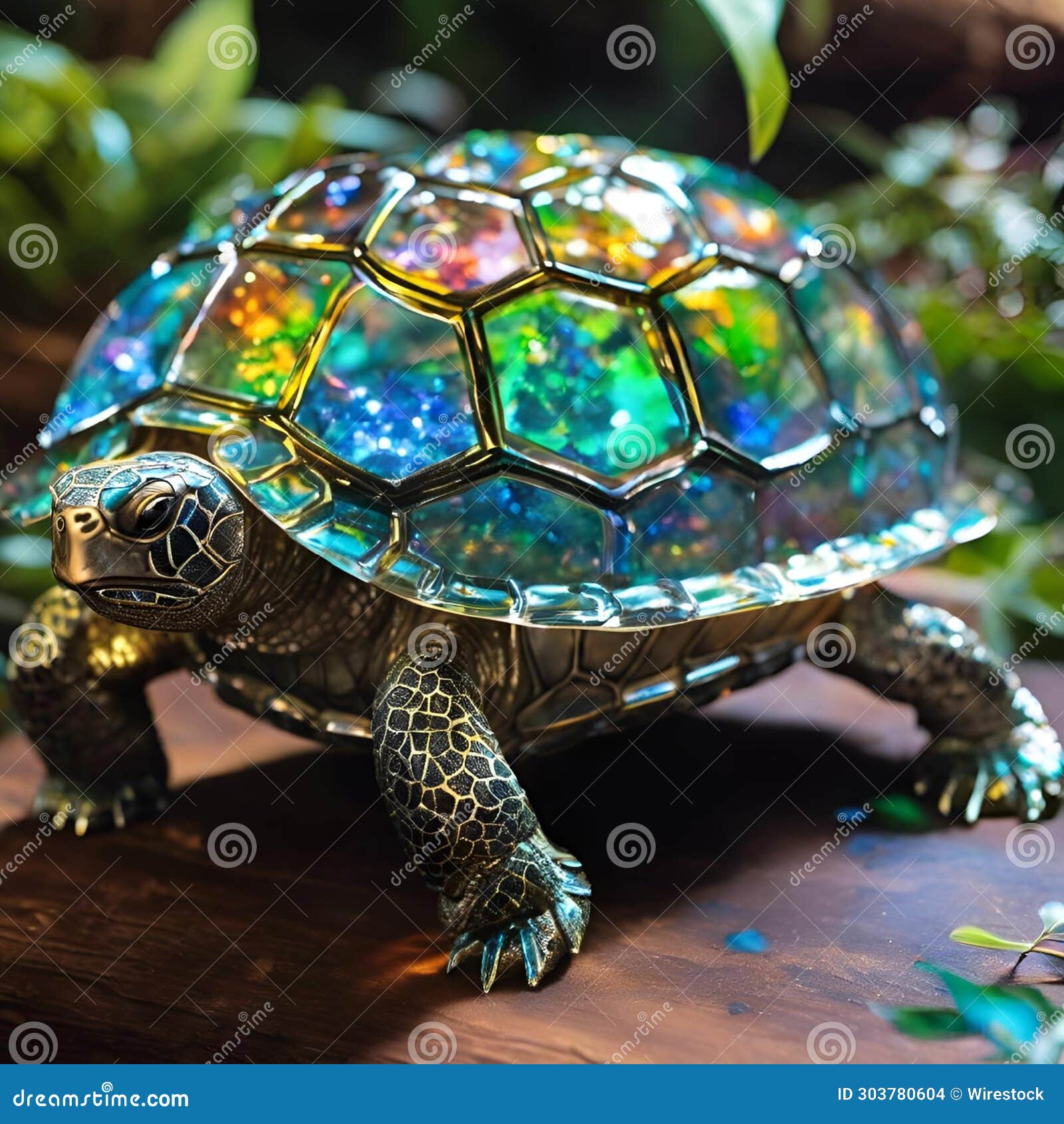 A Decorative Turtle with a Beautiful Colored Shell on Top of it Stock ...