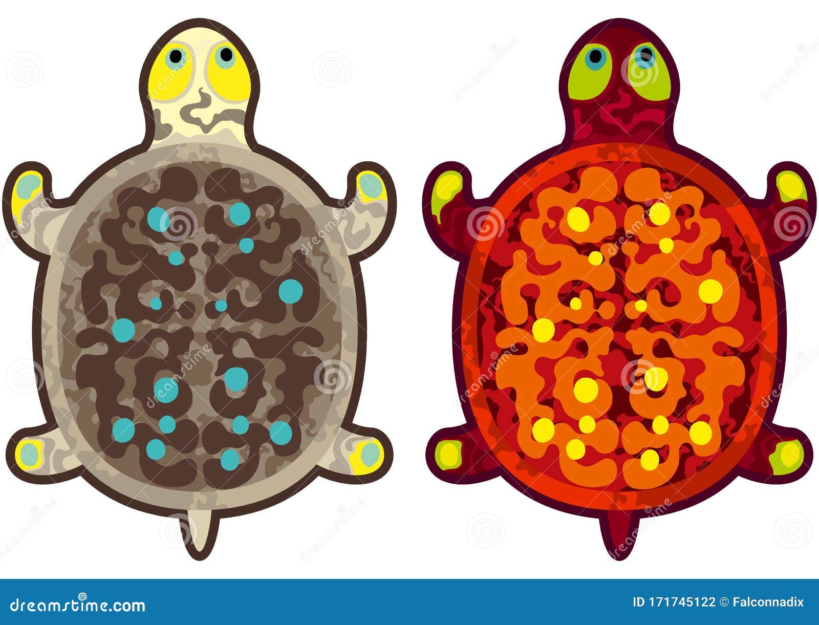 Decorative turtle set stock vector. Illustration of design - 171745122