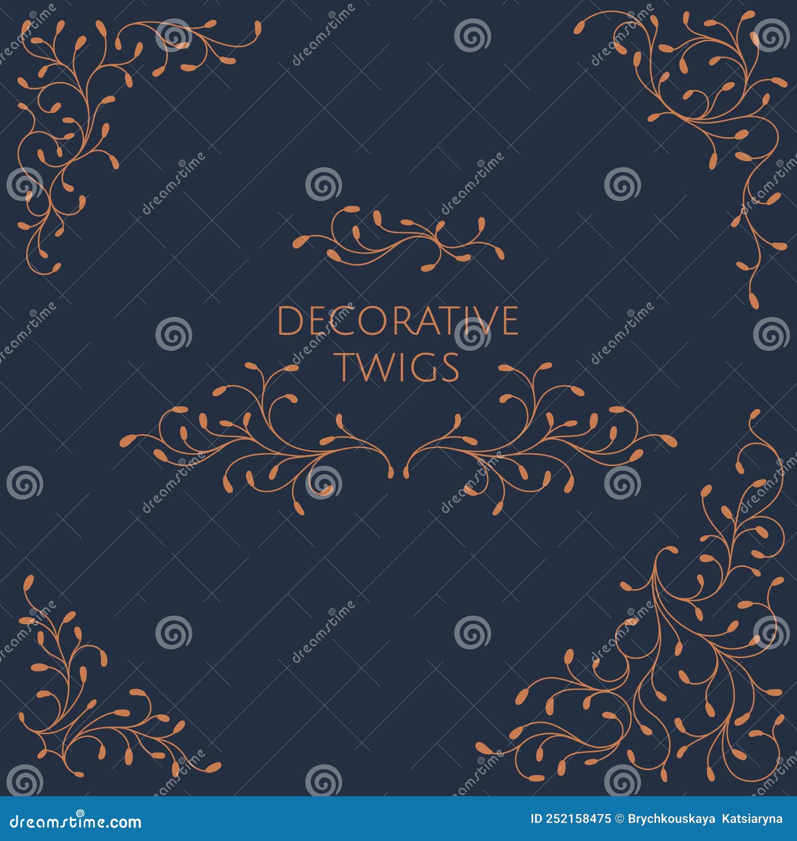 Decorative Twigs. Corners and Borders Stock Vector - Illustration of ...