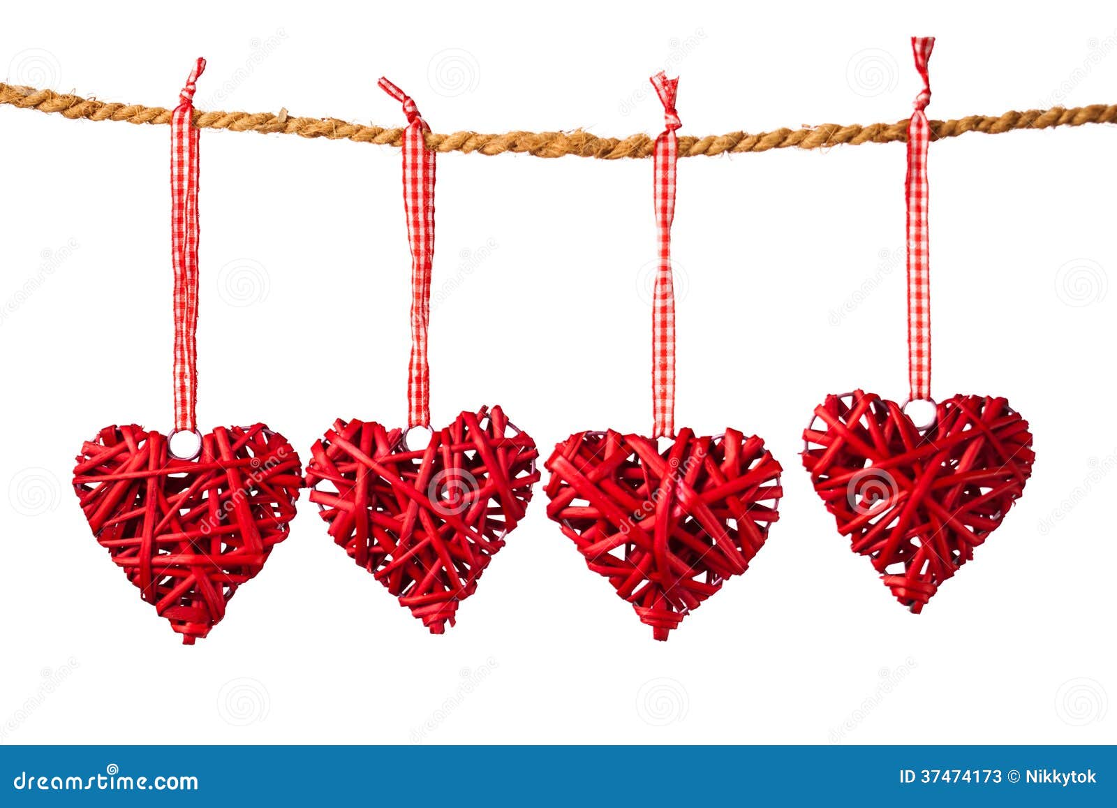 Decorative Valentine Hearts on the Rope Stock Image - Image of love ...