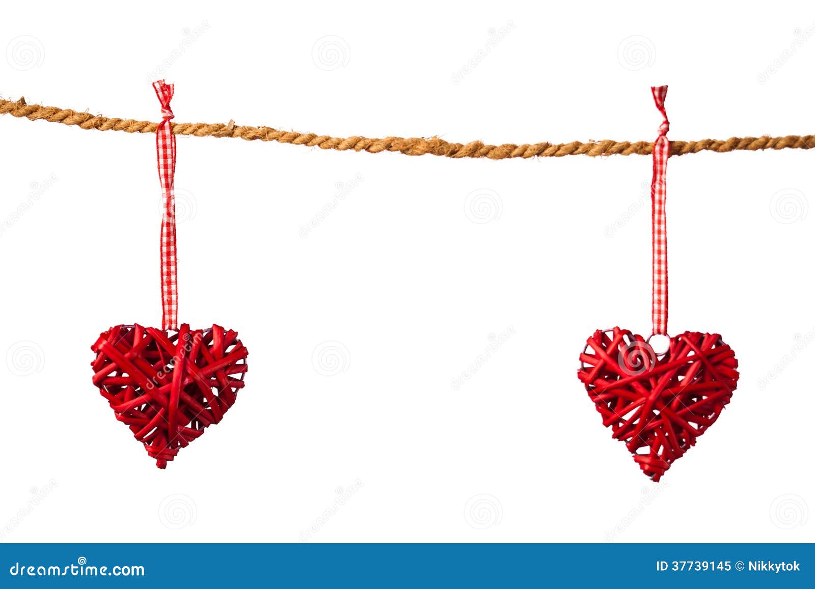 Decorative Valentine Hearts on the Rope Stock Image - Image of romantic ...