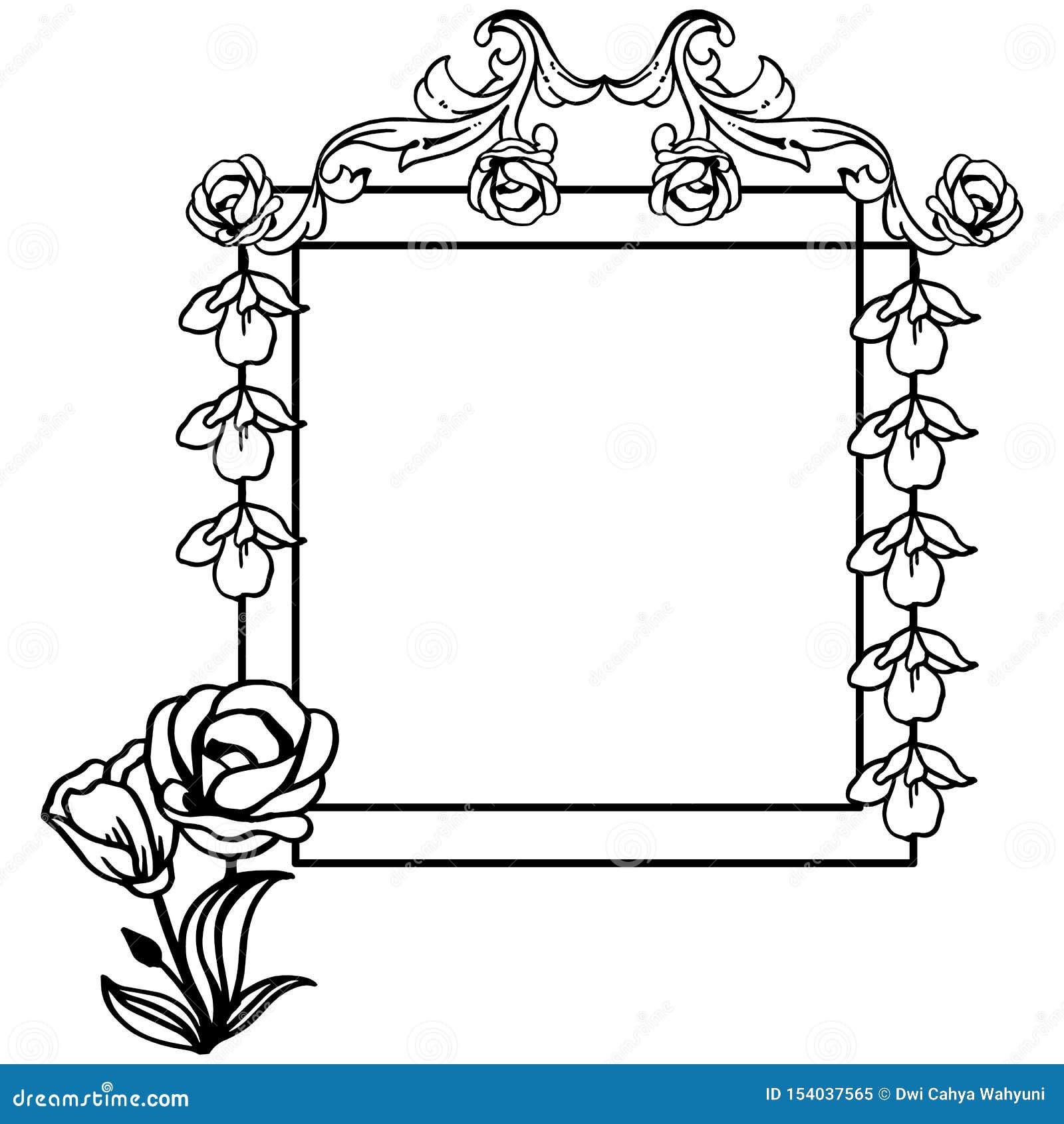 Decorative Various Shape Frame with Abstract Leaf Flower. Vector Stock ...